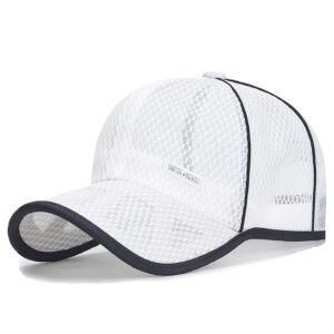 fashixd mesh baseball cap for men women summer running sports hat breathable quick dry trucker hats (sport-white)