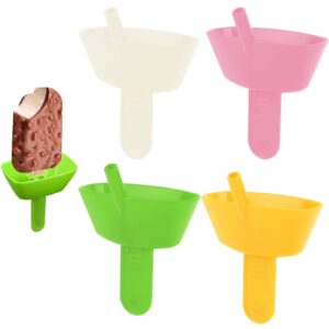 4pcs drip free popsicle holders, popsicle holders for kids ice cream holder reusable bpa free mess free frozen treats ice pop holder with straw for boys girls summer pool party