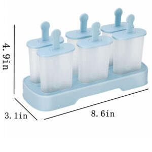 Popsicle Molds Set 6 Pieces Ice Popsicle Maker-BPA Free,Easy-Release Ice Pop Molds,Homemade Ice Cream Molds (Blue)