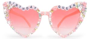 birthday glasses for women- 'birthday queen' birthday sunglasses for happy birthday party gifts accessories party favors (pink)