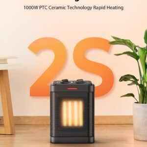 1000W/700W Space Heater, Small Ceramic Space Heater with Thermostat, Mini Portable Electric Heater with Fast Safety Heat, Multiple Protection for Home Office Desk