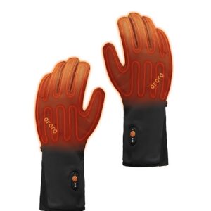 ORORO Heated Gloves Liner for Men and Women, Lightweight Heated Liner Gloves for Riding, Skiing and Arthritis Hands (Black, S)