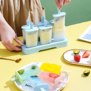 Popsicle Molds Set 6 Pieces Ice Popsicle Maker-BPA Free,Easy-Release Ice Pop Molds,Homemade Ice Cream Molds (Blue)