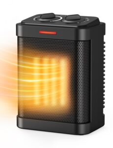 1000w/700w space heater, small ceramic space heater with thermostat, mini portable electric heater with fast safety heat, multiple protection for home office desk