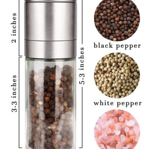 Gulex® Pepper Grinder Set Pepper Mill, Salt Grinder Refillable, Adjustable Coarseness Black Pepper Grinder, Stainless Steel Sea Salt Shaker with Ceramic Rotor(salt and pepper not included)