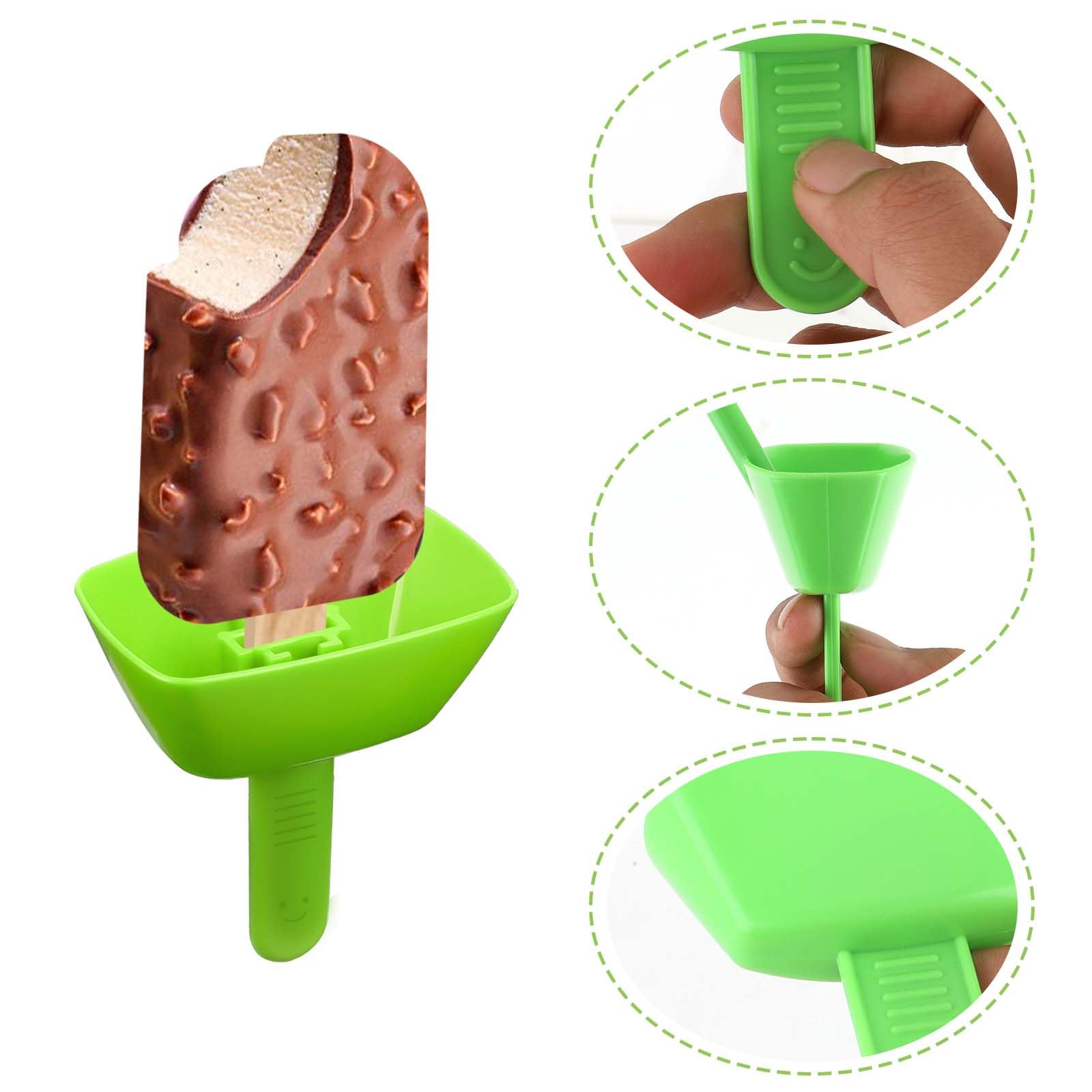 4pcs Drip Free Popsicle Holders, Popsicle Holders for Kids Ice Cream Holder Reusable BPA Free Mess Free Frozen Treats Ice Pop Holder with Straw for Boys Girls Summer Pool Party