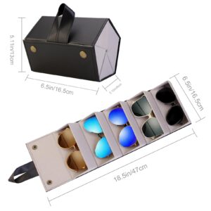 LBTbate Sunglasses Organizer with 5 Slots, Travel Glasses Case Multiple Sunglasses, Eyeglasses Storage Case Box (BK-white)