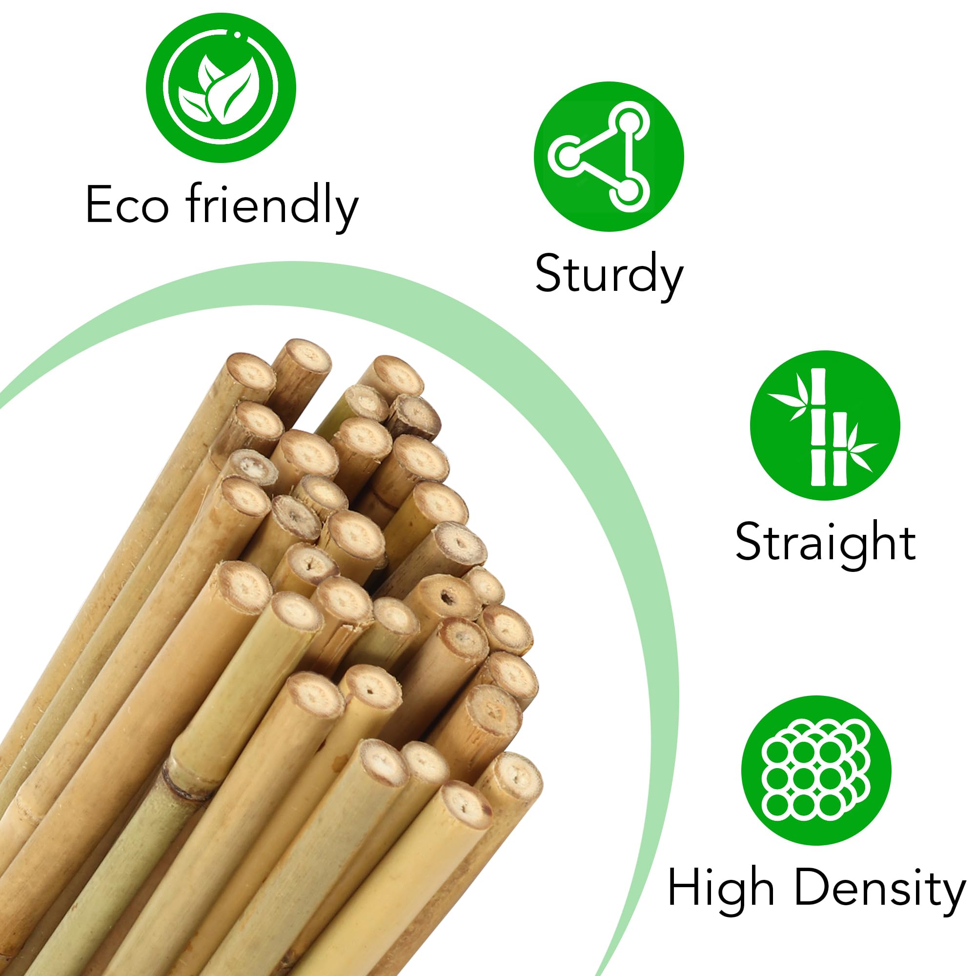 SWANGSA 40 Pack 4 Feet Bamboo Stakes for Plant, Bamboo Sticks Plant Support Garden Stakes Poles with 200pcs Twist Ties for Tomatoes, Beans, Flowers, Potted Plants, Indoor and Outdoor Climbing Plants