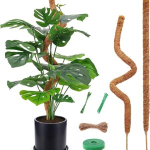 2 Pack Moss Pole for Plants Monstera - 25 Inch Moss Poles for Climbing Plants Monstera, Bendable Plant Stakes for Indoor, Handmade Coco Coir Monstera Plant Support for Plants Grow Upward