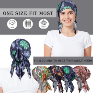 DACKRITO 4 Pieces Chemo Headwear for Women, Pre-Tied Head Scarf Cancer Headwear for Hair Loss