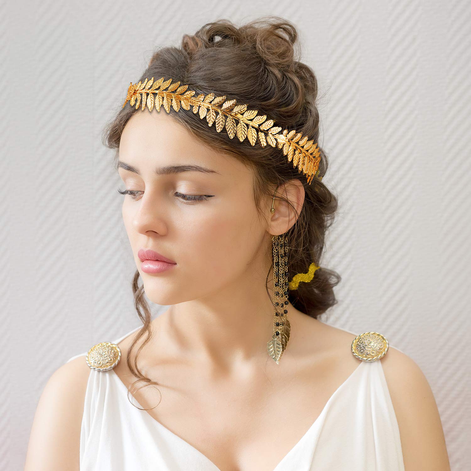 meekoo 6 Pcs Roman Laurel Wreath Gold Crown Leaf Headband Greek Goddess Headpiece for Women Men Party Wedding Accessories