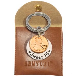 hrmyudi sweet 16th birthday gifts, 2008 lucky penny coin key chain for new driver gift, sweet 16 gifts for daughter granddaughter niece