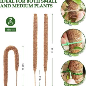 2 Pack Moss Pole for Plants Monstera - 25 Inch Moss Poles for Climbing Plants Monstera, Bendable Plant Stakes for Indoor, Handmade Coco Coir Monstera Plant Support for Plants Grow Upward