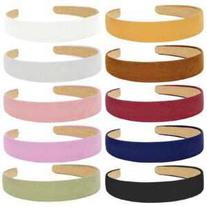 wecoe 10pcs suede like headbands women 1 inch wide headbands red white black pink purple blue green headband non slip fashion hair bands costume hair accessories women girls diademas para mujer