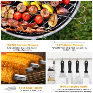 CEKEE Blackstone Griddle Accessories Kit, 141PCS Stainless Steel Grilling Accessories for Blackstone & Camp Chef, Flat Top Grill Accessories Set with Spatula, Scraper, Tongs for BBQ & Camping