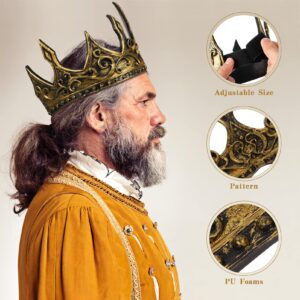 BESPORTBLE King Crown for Men, Foam Cosplay Headband, Old Gold, Mens Prince Diadem for Cosplay, Birthday, Wedding, Halloween, Prom, Random Pattern