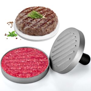 lazybison burger press patty maker with 100pcs free wax papers|aluminum non-stick hamburger press kit burger maker|1/4lb to 1/3lb meat beef veggie hamburger mold for kitchen bbq grill