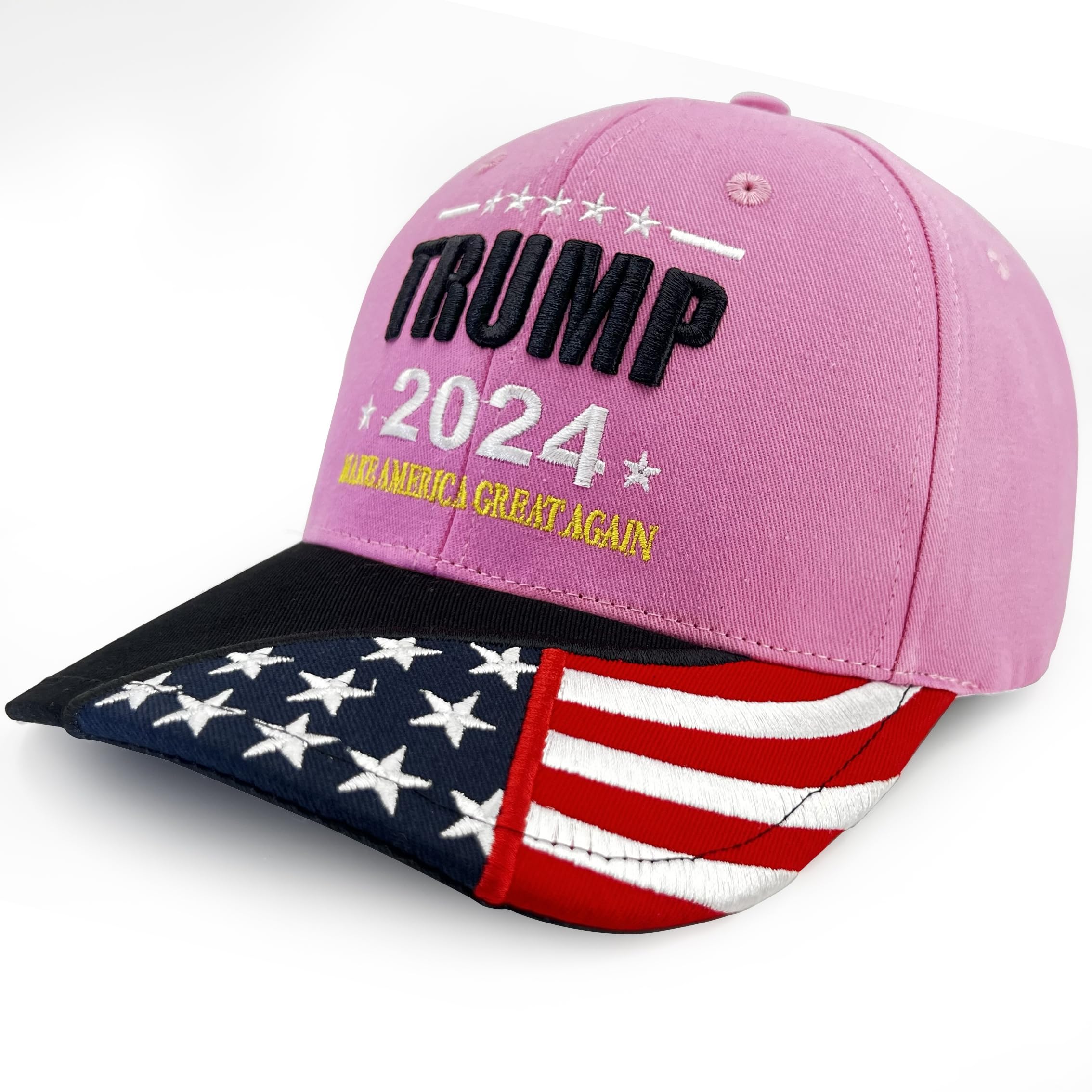 Trump 2024 Hat Donald Trump Hat Make America Great Again Hat MAGA 3D Embroidered Adjustable Baseball Cap Pink