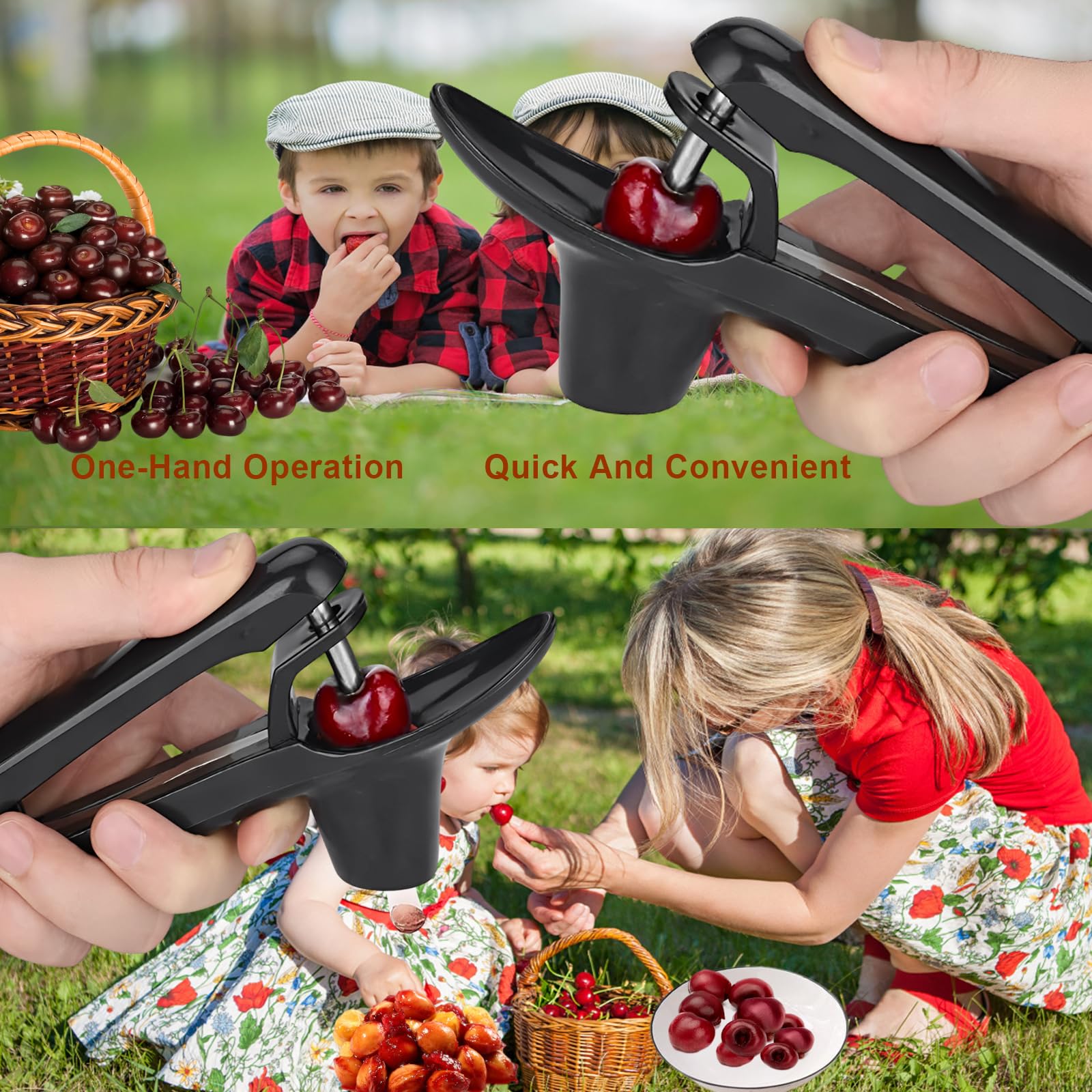 Cherry Pitter Tool - Heavy-Duty Stainless Steel Pitting Tool, Portable Cherries Corer Stoner Seed Tool with Lock Design, Fruit Pit Remover for Cherry Jam(Black)