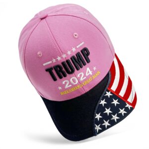 trump 2024 hat donald trump hat make america great again hat maga 3d embroidered adjustable baseball cap pink