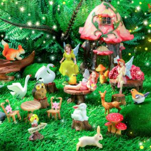 soaoo fairy house garden figurines kit fairy outdoor fairy nativity set for kids garden decor micro landscape ornaments (beauty)