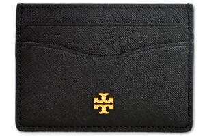 tory burch womens 136101 saffiano leather emerson slim card case wallet, (001 black)