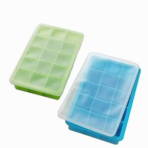 2 Pack ice cube tray with silicone Lid,ice trays for freezer,Silicone ice cube trays for freezer,Ice cube trays with lids,Covered ice cube trays for freezer,Ice trays