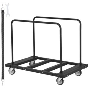 vevor folding table cart, 1800 lbs heavy duty table trolley with 5" swivel wheels, black desk trolley for garage, home, warehouse, party event hotel furniture 10 table capacity