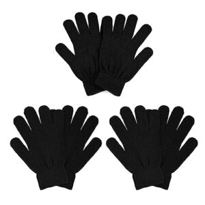 cotruere 3 pairs winter magic gloves adults warm stretchy unisex black gloves one size fits most men women teens magic knit gloves