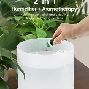 Pharata® Humidifiers for Bedroom Home, 2.5L Top Fill Cool Mist Humidifier for Baby with Essential Oil Diffuser, Ultrasonic Air Humidificador for Large Room Indoor Plants, Lasts Up to 28H, (White)