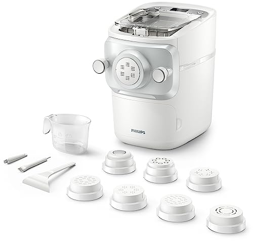 Philips 7000 Series Pasta Maker, ProExtrude Technology 150W, 8 discs, Perfect Mixing Technology, Preapre up to 8 Portions, HomeID App, White, (HR2660/03)