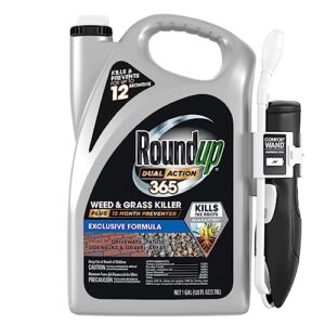 roundup dual action 365 weed & grass killer plus 12 month preventer with comfort wand, kills & prevents for up to 1 year, 1 gal.