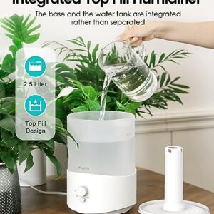 Pharata® Humidifiers for Bedroom Home, 2.5L Top Fill Cool Mist Humidifier for Baby with Essential Oil Diffuser, Ultrasonic Air Humidificador for Large Room Indoor Plants, Lasts Up to 28H, (White)