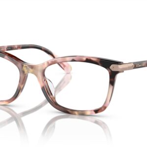 Coach HC6219U Universal Fit Prescription Eyewear Frames, Rose Pearl Tortoise/Demo Lens, 51 mm