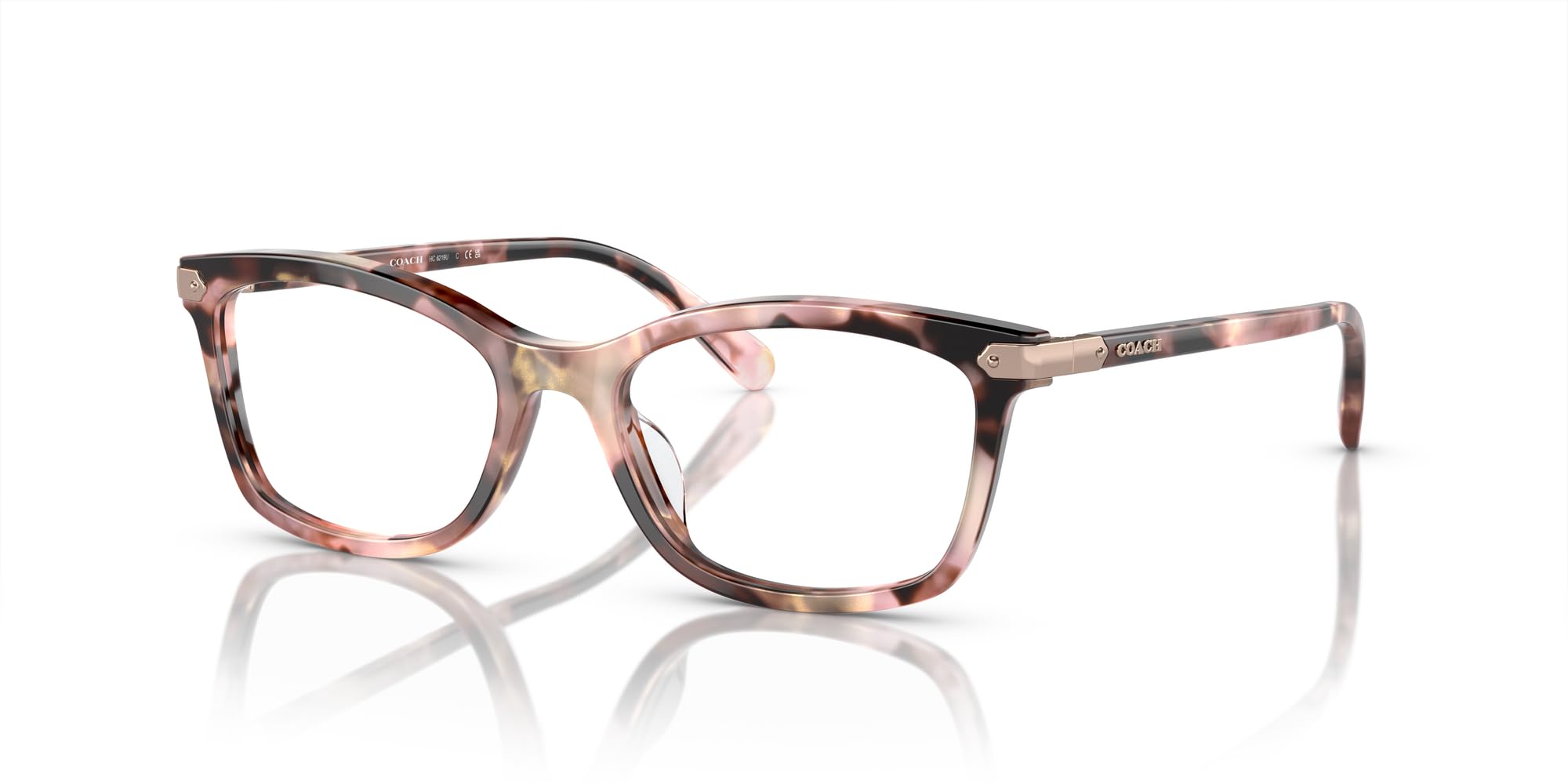 Coach HC6219U Universal Fit Prescription Eyewear Frames, Rose Pearl Tortoise/Demo Lens, 51 mm