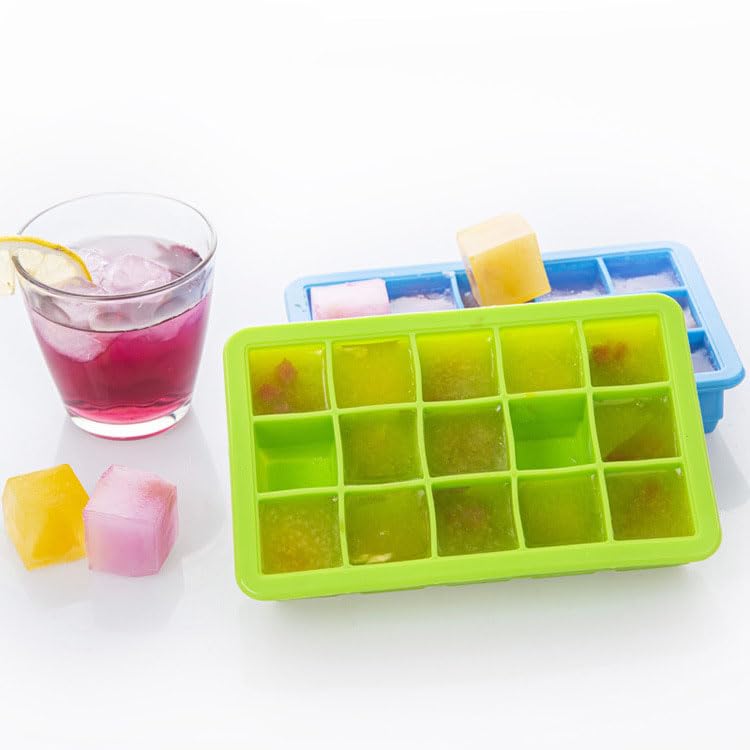 2 Pack ice cube tray with silicone Lid,ice trays for freezer,Silicone ice cube trays for freezer,Ice cube trays with lids,Covered ice cube trays for freezer,Ice trays