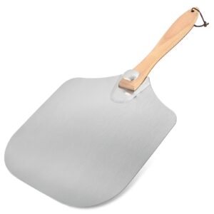 luvan aluminum metal pizza peel with foldable wooden handle,12x14 inch aluminum pizza peel,pizza paddle foldable pizza peel pizza spatula paddle pizza spatula for oven,baking homemade pizza bread