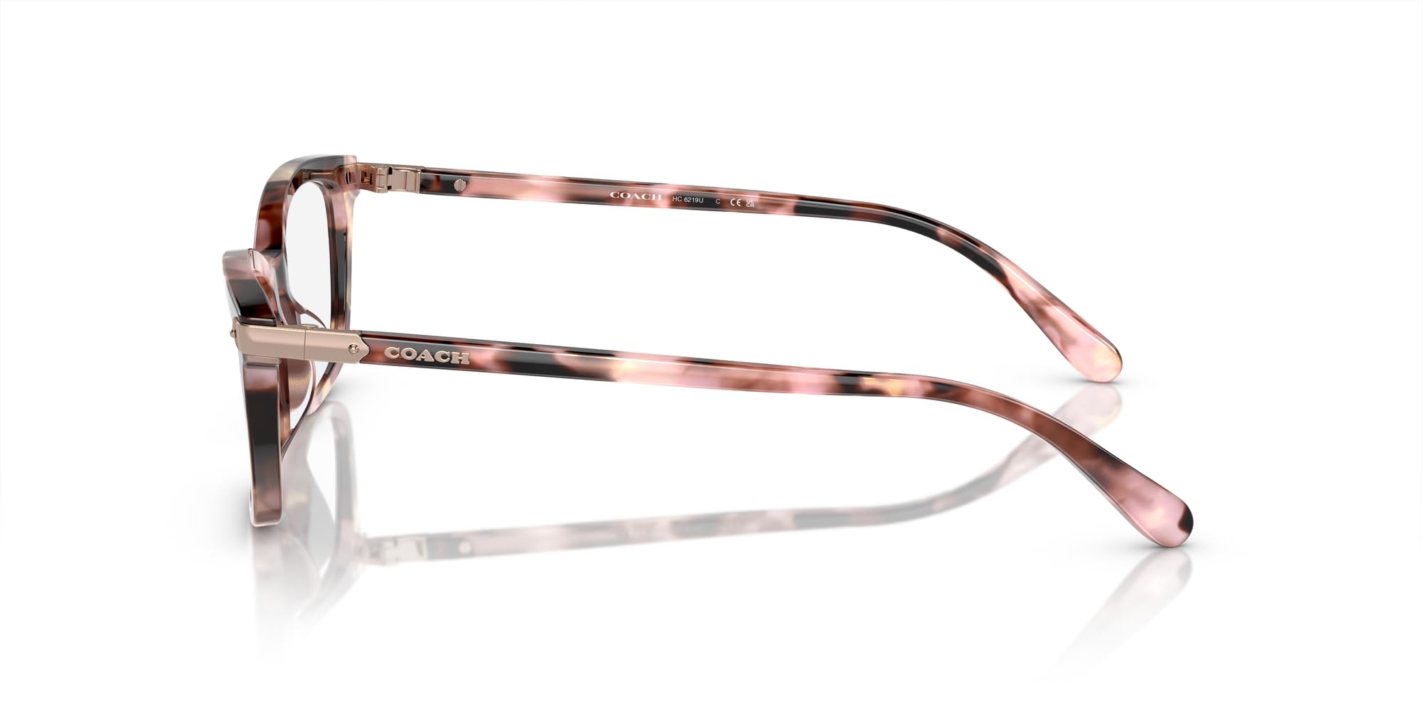 Coach HC6219U Universal Fit Prescription Eyewear Frames, Rose Pearl Tortoise/Demo Lens, 51 mm