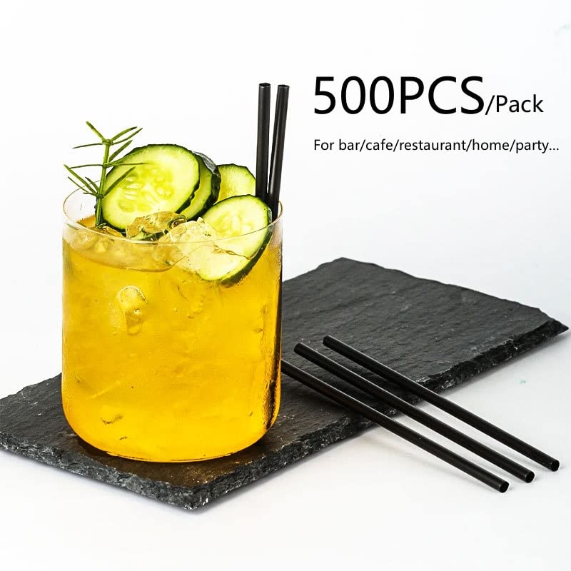 500Pcs Black Disposable Straws，5.12’’ Straight Straw,0.16‘’ Diameter, For Kitchen,Bar,Club,Drinks, Milk, Soda, Party, Whiskey (5.12‘’)