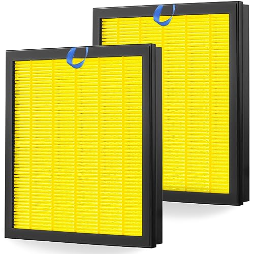 2 Pack Vital 200S H13 True Filters Replacement for LEVOIT Vital 200S Pet Allergy Air Purifier, 3-in-1 H13 Ture HEPA Filter, High-Efficiency Activated Carbon Filters, Part No.Vital 200S-RF-PA, Yellow