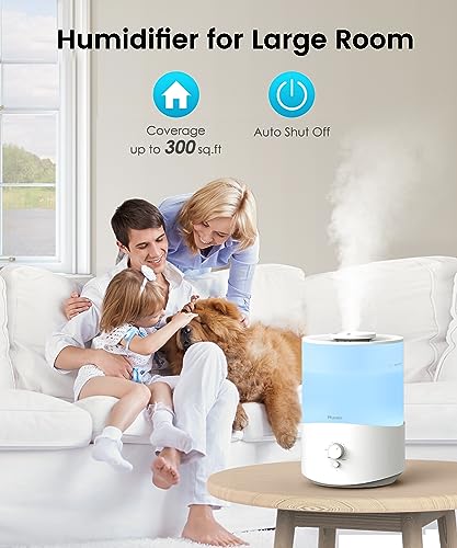 Pharata® Humidifiers for Bedroom Home, 2.5L Top Fill Cool Mist Humidifier for Baby with Essential Oil Diffuser, Ultrasonic Air Humidificador for Large Room Indoor Plants, Lasts Up to 28H, (White)