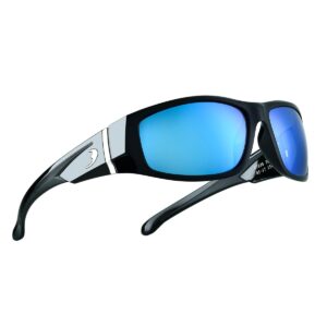 bnus polarized sunglasses with corning glass lens - high definition, fashionable, and scratch-resistant (black/blue flash polarized, glass lens)