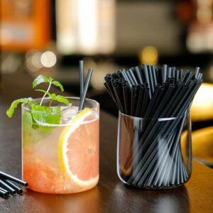 500Pcs Black Disposable Straws，5.12’’ Straight Straw,0.16‘’ Diameter, For Kitchen,Bar,Club,Drinks, Milk, Soda, Party, Whiskey (5.12‘’)