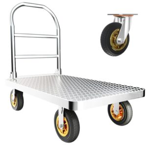 julymoda platform truck,43" x 26" large foldable push cart dolly,2000 lbs steel flatbed moving platform trucks hand cart w/360 degree 6" swivel wheels for groceries, warehouse,garage