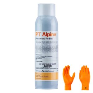 pt alpine pressurized fly bait - fly terminator: long-lasting fly control solution with baiting properties | includes usa supply protective gloves | usa pest identification card