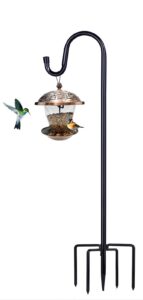 toyhotels shepherd hooks for outdoor, 1 pack 62 inch bird feeder pole with 5 prongs base for hanging lantern, hummingbird feeder, lightweight plant, shepherds hook for bird feeders for outside