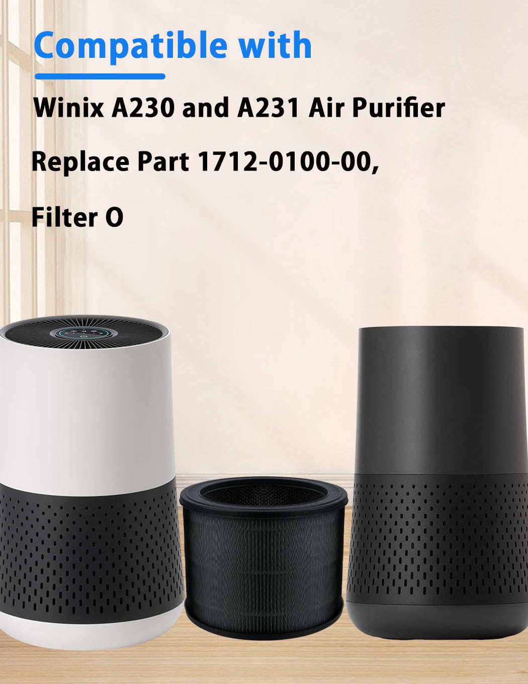 BBT BAMBOOST A230 Filter Replacement Size O Compatible with Winix A230 and A231 Air Purifier, 3-IN-1 True HEPA and High-Efficiency Activated Carbon Filter, Compare to Part #1712-0100-00, 1 Pack