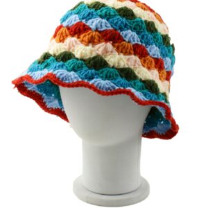 Crochet Bucket Hat Women Trendy Knit Floral Floppy Cap Cute Boho Flower Handmade Beanies Outdoor Boho Travel Fishing Hat