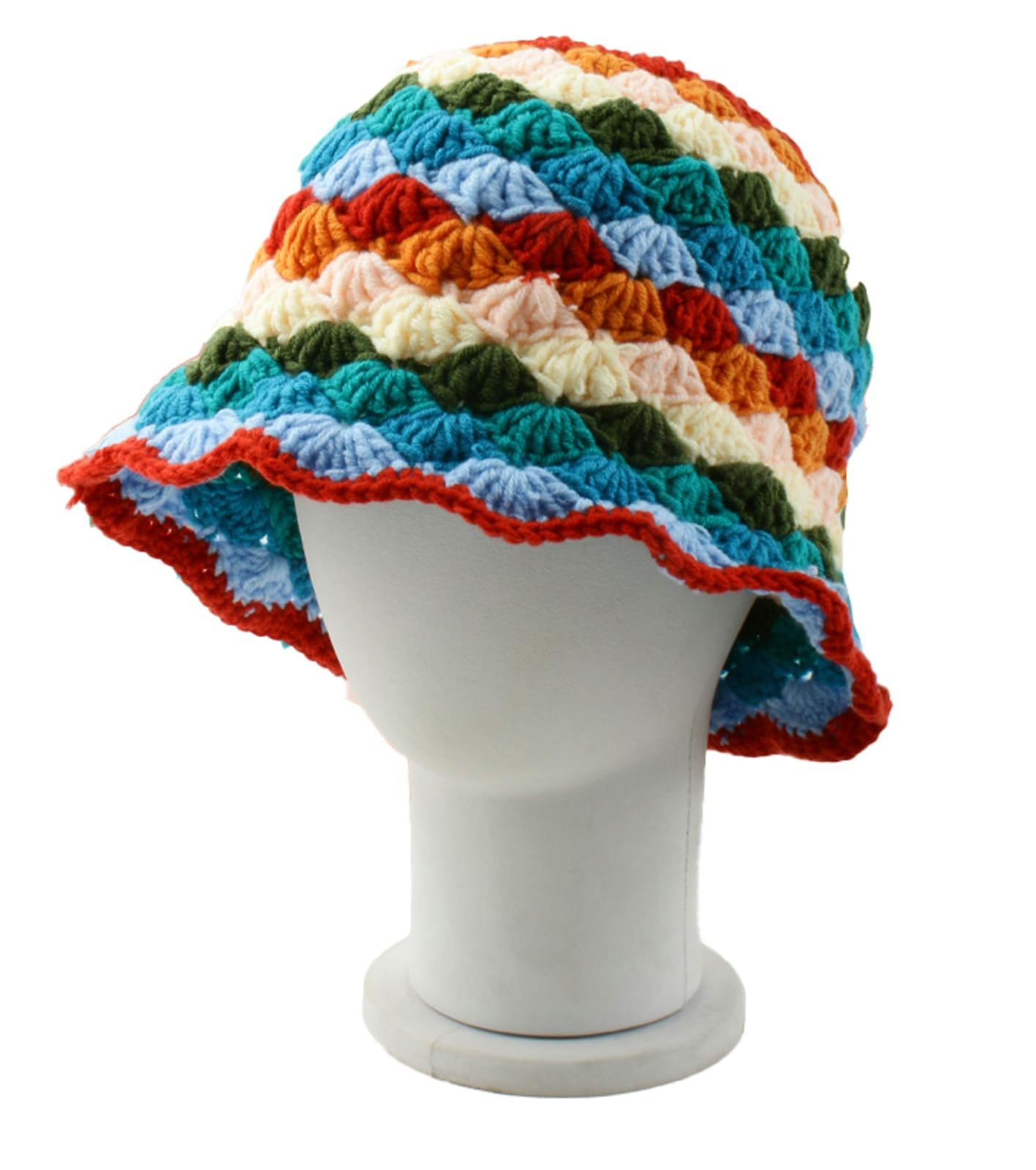 Crochet Bucket Hat Women Trendy Knit Floral Floppy Cap Cute Boho Flower Handmade Beanies Outdoor Boho Travel Fishing Hat