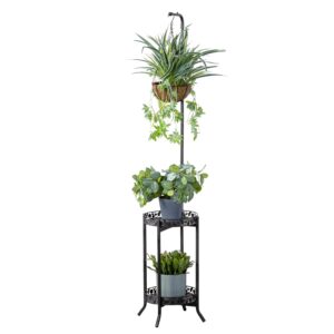 copree 2-tier hanging plant stand, space-saving iron planter shelves flower pot organizer rack multiple flower pot display holder shelf indoor outdoor heavy duty planter shelving unit